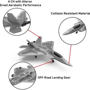 Top Race Remote Control Jet – Advanced F-22 Raptor Model RC Fighter Jet with Range Over 300 ft. – Battery Powered 4 Channel RC Plane with 6 Axis Gyro for Acrobatics