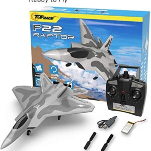 Top Race Remote Control Jet – Advanced F-22 Raptor Model RC Fighter Jet with Range Over 300 ft. – Battery Powered 4 Channel RC Plane with 6 Axis Gyro for Acrobatics