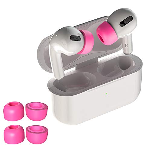 CharJenPro AirFoams Pro: Premium Memory Foam Ear Tips for AirPods Pro. Stays in Your Ears. No Silicone Ear tip Pain. The Original from Kickstarter. (2 Same Sizes) (2 Small/Medium, Hot Pink)