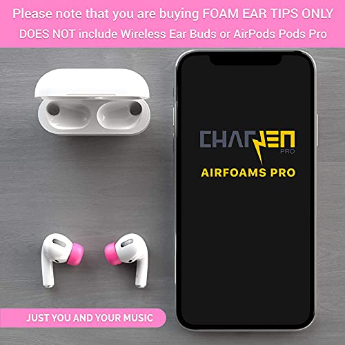 CharJenPro AirFoams Pro: Premium Memory Foam Ear Tips for AirPods Pro. Stays in Your Ears. No Silicone Ear tip Pain. The Original from Kickstarter. (2 Same Sizes) (2 Small/Medium, Hot Pink)