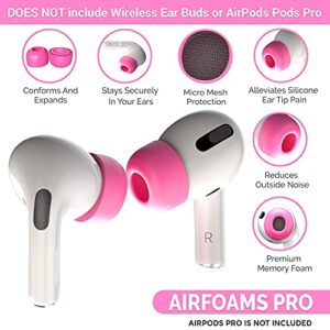 CharJenPro AirFoams Pro: Premium Memory Foam Ear Tips for AirPods Pro. Stays in Your Ears. No Silicone Ear tip Pain. The Original from Kickstarter. (2 Same Sizes) (2 Small/Medium, Hot Pink)