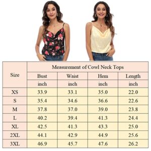 Miqieer Basic Women's Silk Tank Top Ladies V-Neck Camisole Silky Loose Sleeveless Blouse Satin Tank Shirt(Cowl Neck-Khaki,M)