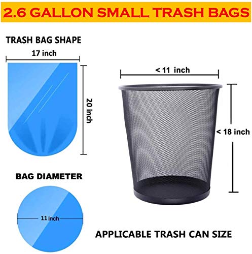 Small Trash Bags CCLINERS 2.6 Gallon Garbage Bags 240 Small Bathroom Trash Can Liners for Home Kitchen and Office fit 2 Gallon, 3 Gallon (240 Ct, 5 Colors)