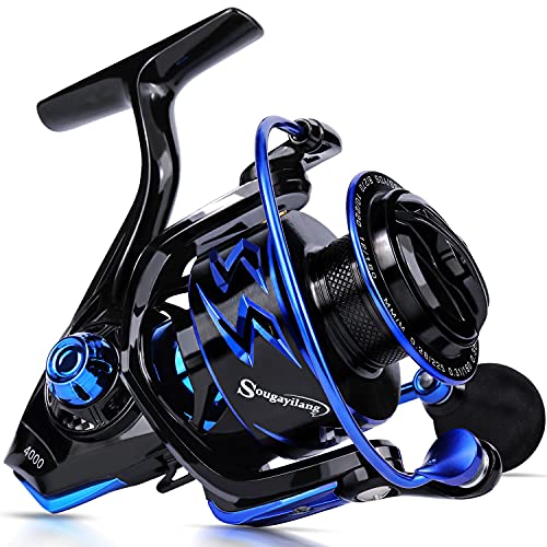 Sougayilang Spinning Reels Ultra-Weight, 6.2: 1 High Speed ​​Gear Ratio, Metal Frame and Rotor, 12 + 1 Shielded BB, Smooth Powerful Freshwater and Saltwater Spinning Fishing Reel(SD-3000-Blue)