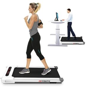 goyouth 2 in 1 under desk electric treadmill motorized exercise machine with wireless speaker, remote control and led display, walking jogging machine for home/office use