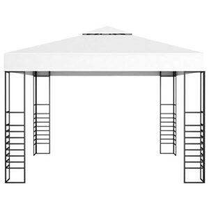 Garden Gazebo with Hardware Kits, Outdoor Galvanized Steel Double Roof Permanent Gazebo Canopy 118.1"x118.1" White