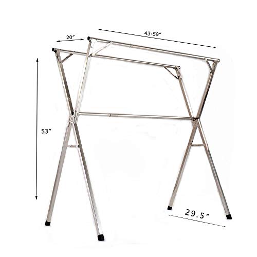 AIODE Clothes Drying Rack for Laundry Foldable Free of Installation Adjustable Stainless Steel Garment Rack