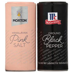 morton all-natural himalayan pink salt & mccormick pepper shakers, 5.25 ounce