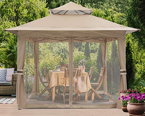 ABCCANOPY Pop Up Gazebo 13x13 - Outdoor Canopy Tent with Mosquito Netting for Patio Garden Backyard (Khaki)