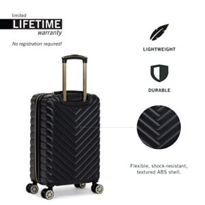 Kenneth Cole Reaction "Madison Square" Women's Lightweight Hardside Chevron Expandable Spinner Luggage, 2-Piece Set (20" & 28"), Black With Gold Zippers