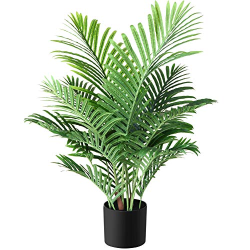 Fopamtri Fake Majesty Palm Plant 3 Feet Artificial Majestic Palm Faux Ravenea Rivularis in Pot for Indoor Outdoor Home Office Store, Great Housewarming Gift