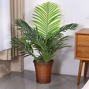 Fopamtri Fake Majesty Palm Plant 3 Feet Artificial Majestic Palm Faux Ravenea Rivularis in Pot for Indoor Outdoor Home Office Store, Great Housewarming Gift