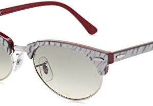 Ray-Ban Rb3946 Clubmaster Oval Sunglasses, Wrinkled Grey On Bordeaux/Clear Gradient Grey, 52 mm