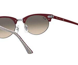 Ray-Ban Rb3946 Clubmaster Oval Sunglasses, Wrinkled Grey On Bordeaux/Clear Gradient Grey, 52 mm