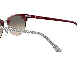 Ray-Ban Rb3946 Clubmaster Oval Sunglasses, Wrinkled Grey On Bordeaux/Clear Gradient Grey, 52 mm