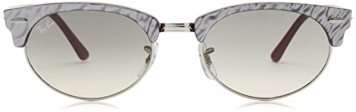 Ray-Ban Rb3946 Clubmaster Oval Sunglasses, Wrinkled Grey On Bordeaux/Clear Gradient Grey, 52 mm