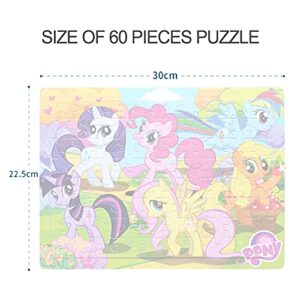 Wood Floor Pony Jigsaw Puzzle 60 Pieces for Kids Age 3-5 Animal Puzzle with Floor and Poster