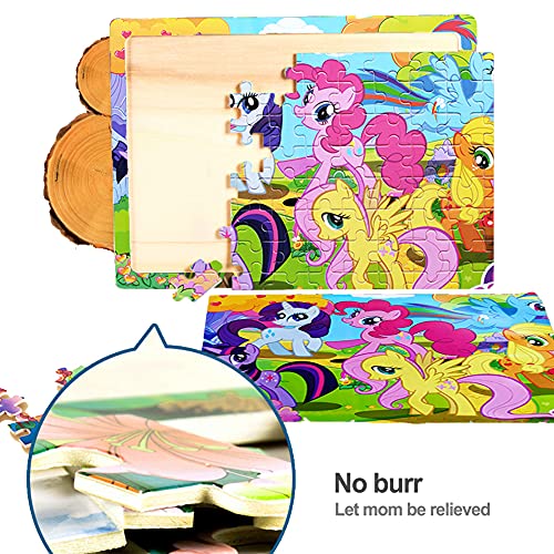 Wood Floor Pony Jigsaw Puzzle 60 Pieces for Kids Age 3-5 Animal Puzzle with Floor and Poster