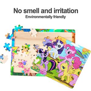 Wood Floor Pony Jigsaw Puzzle 60 Pieces for Kids Age 3-5 Animal Puzzle with Floor and Poster