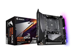 gigabyte b550i aorus pro ax (am4 amd/b550/mini-itx/dual m.2/sata 6gb/s/usb 3.2 gen 1/wifi 6/2.5 gbe lan/pcie4.0/realtek alc1220-vb/displayport 1.4/2xhdmi 2.0b/rgb fusion 2.0/ddr4/gaming motherboard)