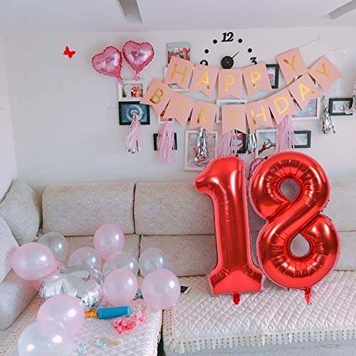 TONIFUL 40 Inch Red Large Numbers Balloons 0-9, Number 6 Digit 6 Helium Balloons, Foil Mylar Big Number Balloons for Birthday Party Anniversary Supplies Decorations