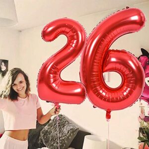 TONIFUL 40 Inch Red Large Numbers Balloons 0-9, Number 6 Digit 6 Helium Balloons, Foil Mylar Big Number Balloons for Birthday Party Anniversary Supplies Decorations