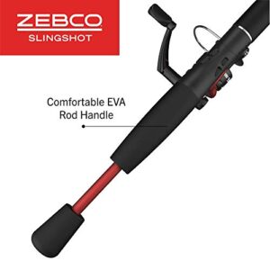 Zebco Slingshot Spinning Reel and Fishing Rod Combo, 6-Foot 2-Piece Fishing Pole, Size 20 Reel, Changeable Right- or Left-Hand Retrieve, Pre-Spooled with 8-Pound Zebco Cajun Line, Red