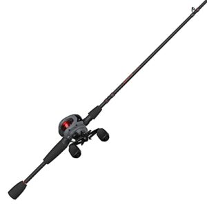 quantum invade baitcasting reel and fishing rod combo, 6-foot 6-inch 2-piece baitcast fishing pole, size 100 reel, right-hand retrieve, dark gray