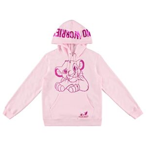 disney ladies lion king fashion sweatshirt - ladies classic hakuna matata clothing lion king simba hoody (blush, 3x-large)