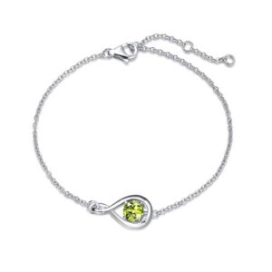 fancime peridot bracelet for women august birthstone sterling silver infinity link bracelet green gemstone fine jewelry birthday anniversary graduation gifts for her women girls, 6.7+1.2"