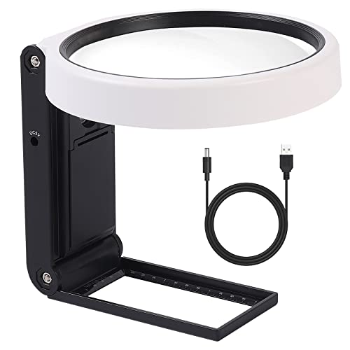 Magnifying Glass with Light, DEYUE 3.5X 25X High Magnification with LED Illuminated, Handheld or Stand Magnifying Glass for Reading, Inspection