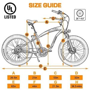 ECOTRIC Electric Bike 26" Fat Tire 750W Electric Bicycles 48V 13AH Removable Large Battery Beach Snow Mountain E-Bike for Adults UL Certified with Dual Shock Absorber & Shimano 7-Speed