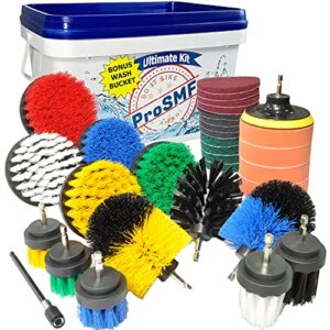 prosmf ultimate drill brush set - drill brush attachment set - drill cleaning brush attachment set - scrub brush for drill - drill scrubber brush kit - cleaning brushes for drill