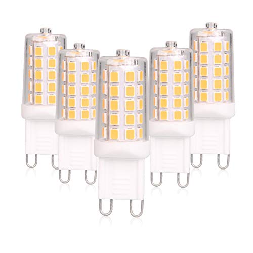 BAOMING G9 LED Bulb Dimmable 4W, 40 Watt T4 G9 Halogen Equivalent, 2700K Soft Warm White, 120V No-Flicker, Chandelier Lighting 450LM (5 Pack)