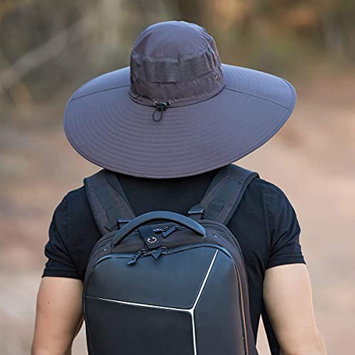 Leotruny Super Wide Brim Bucket Hat UPF50+ Waterproof Sun Hat for Fishing Hiking Camping (C02-Dark Gray)