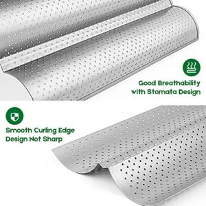 AMAGABELI GARDEN & HOME Nonstick French Baguette Pans for Baking 15”x6.3” Carbon Steel 2 Loaf Perforated Bread Tray Baguette Baking Tray Bake Mold Toast Cooking Oven Toaster Pan Bakeware BG282