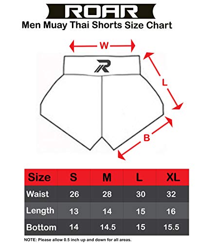 Roar Muay Thai Shorts MMA Gym Boxing Fighting UFC Trunks Kick Martial Arts Gear (Red, Large)