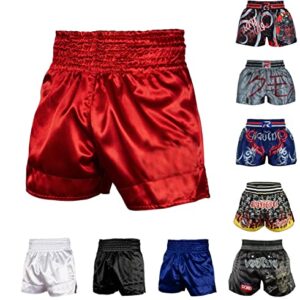 Roar Muay Thai Shorts MMA Gym Boxing Fighting UFC Trunks Kick Martial Arts Gear (Red, Large)