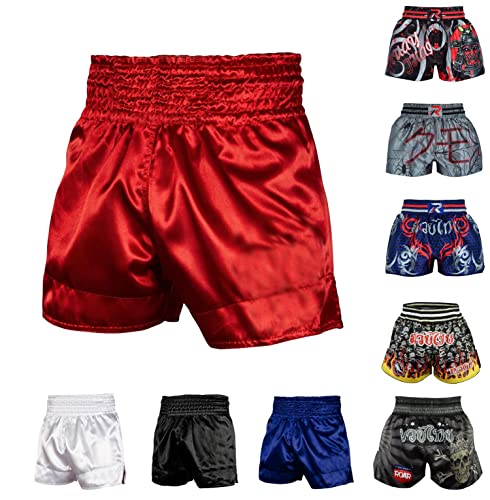 Roar Muay Thai Shorts MMA Gym Boxing Fighting UFC Trunks Kick Martial Arts Gear (Red, Large)