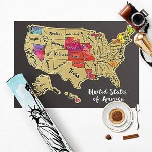 JARLINK Scratch Off USA Map Poster, 12x17 inches United States Map with Unique Accessories Set, Personalized Travel Poster, Gift for Travelers