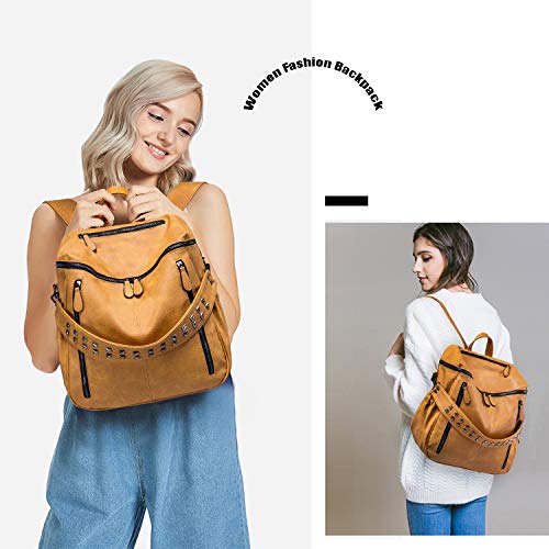 Roulens Women Backpack Purse Fashion Leather Large Ladies Shoulder Bags Travel Backpack Purse for Women