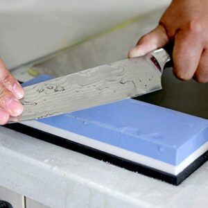 PHYEX Knife Sharpening Stone, Combination Dual Sided 1000/6000, with Non Slip Base, Flattening Stone & Angle Guide