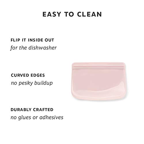 W&P Porter Silicone Reusable Storage Bag, Sandwich (10oz Flat), Blush, Food Storage Container, Microwave and Dishwasher Safe, Easy Cleaning