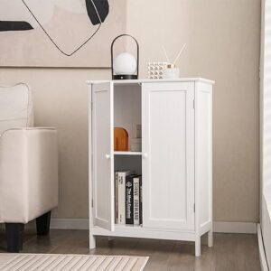 GLACER Bathroom Floor Cabinet, Wooden Freestanding Storage Cabinet with Double Doors, Suitable for Bathroom, Living Room, Bedroom, Entryway, 23.5 x 14 x 34 inches (White)