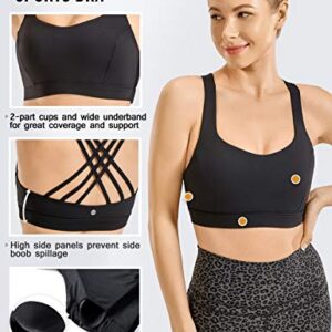 CRZ YOGA Women's Strappy Sports Bra Full Coverage Padded Full Size Criss Cross Workout Yoga Bra Tops Black-Full Size 36C