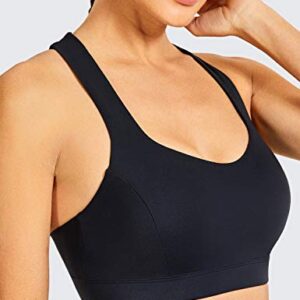 CRZ YOGA Women's Strappy Sports Bra Full Coverage Padded Full Size Criss Cross Workout Yoga Bra Tops Black-Full Size 36C