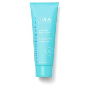 tula skin care so poreless exfoliating blackhead scrub | powerful and gentle exfoliation, refreshing and smoothing, contains probiotic extracts, volcanic sand, pink salt, and witch hazel | 82 g