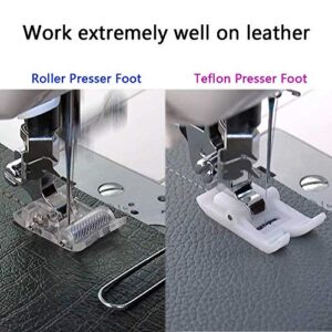 CESUSME 2 Pcs Roller Sewing Machine Presser Foot Plus Non-Stick Zigzag Teflon Sewing Machine Presser Foot - Fit for Singer, Brother, Babylock, Low Shank Simplicity Sewing Machine（2 Styles）