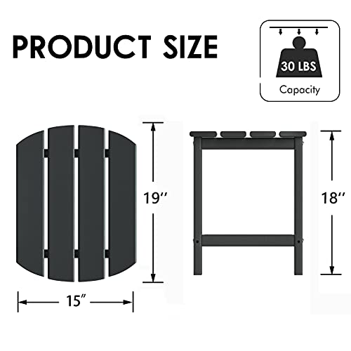 DAILYLIFE Side Table, Plastic Outdoor Adirondack End Table, Patio Coffee Table, Weather Resistant, Pool Composite Outdoor Tables for Patio Deck Garden, Backyard & Lawn Furniture