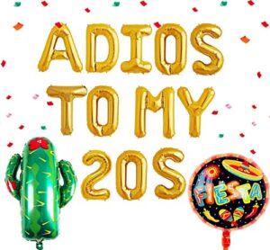 jevenis 3 pcs adios to my 20s balloon 30th birthday party decor taco bout 30 balloons mexican 30th birthday fiesta 30 birthday decor cactus balloon